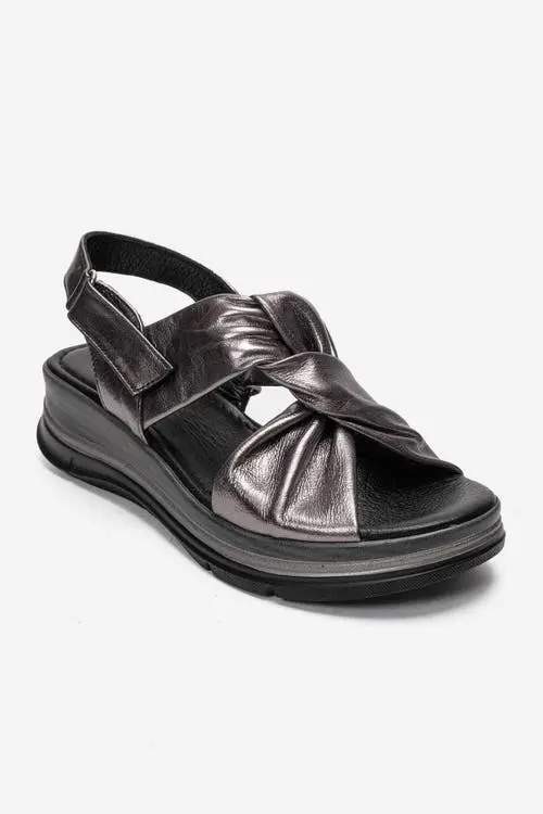 FOREVER & ALWAYS SHOES Oara Leather Sandal - Platinum