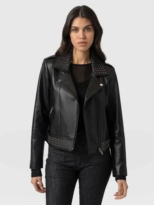 SAINT + SOFIA Bonham Studded Biker Jacket