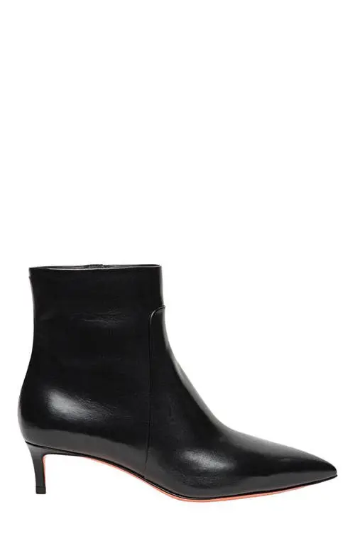 Santoni Leather Ankle Boot - Black