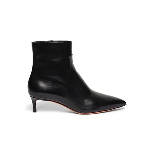 Santoni Leather Ankle Boot - Black