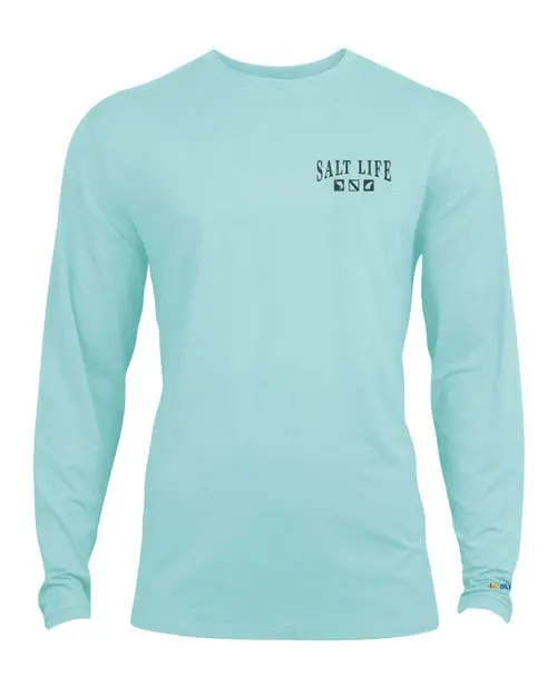 SALT LIFE Long Sleeve Performance Tee - Lt Aruba Heather