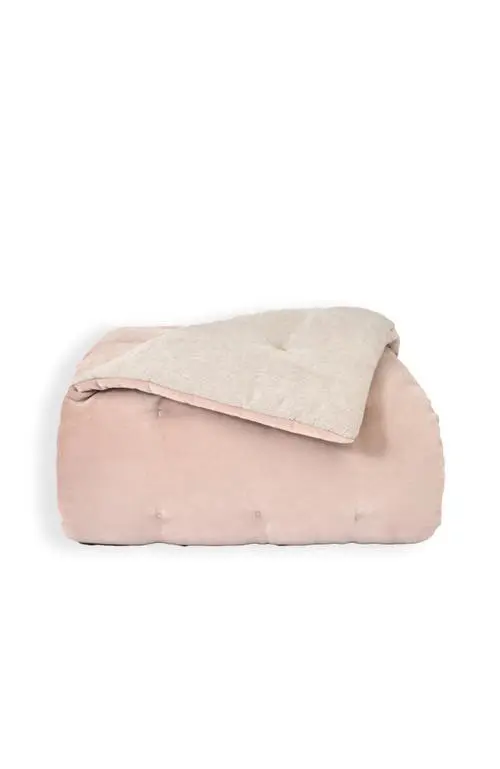 CHRISTY Jaipur Luxury Cotton Velvet Quilted Throw - Dusty Pink