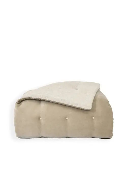 CHRISTY Jaipur Luxury Cotton Velvet Quilted Throw - Hazelnut