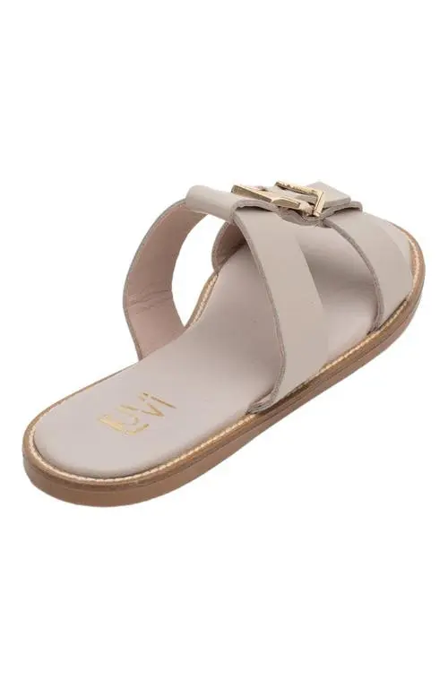 FOREVER & ALWAYS SHOES Sveta Leather Buckled Sandal - Light Beige Leather