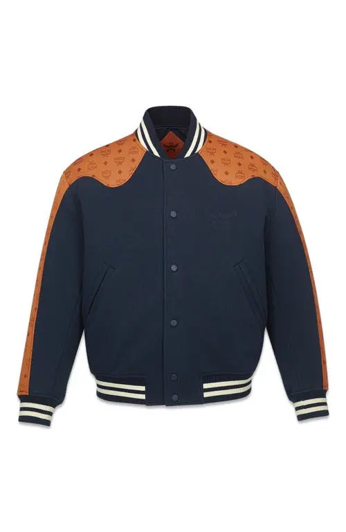 Mcm Ponte Varsity Jacket In Monogram Neoprene Jacquard