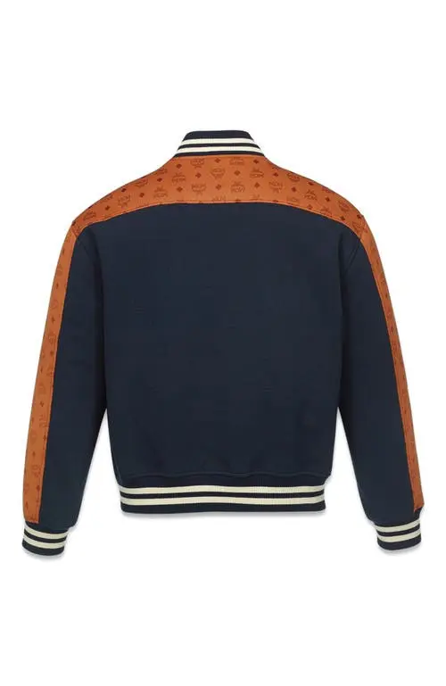 Mcm Ponte Varsity Jacket In Monogram Neoprene Jacquard