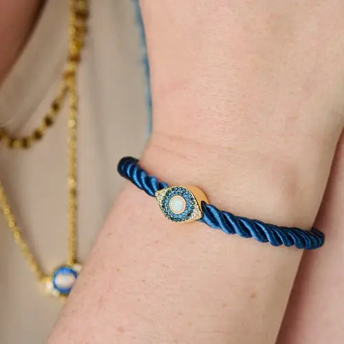 ALEX AND ANI Evil Eye Adjustable Cord Bracelet - Blue