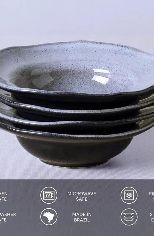 PORTO BRASIL Dessert/deep Rim Plate Set Of 4 - Dust
