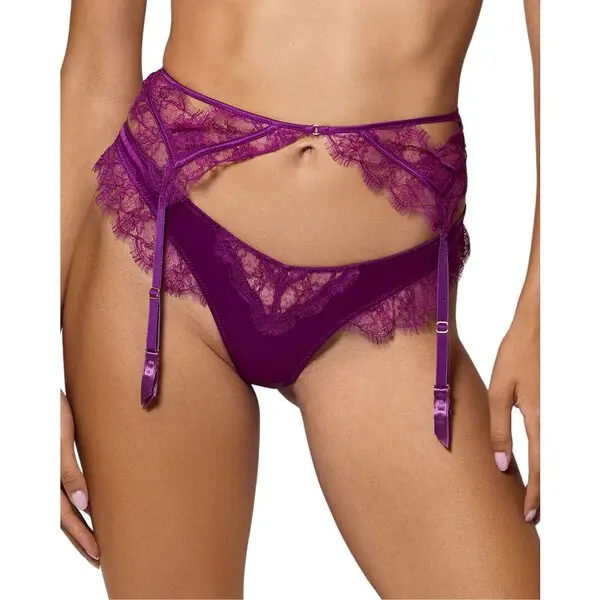 Kiki De Montparnasse Lace Inset Thong - Framboise