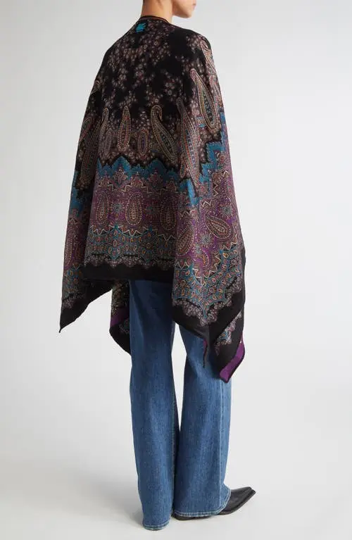 Etro Metallic Paisley Jacquard Cape