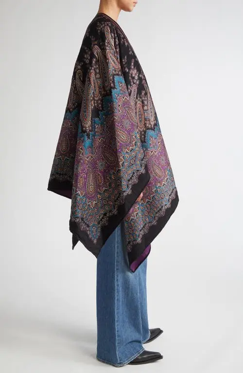 Etro Metallic Paisley Jacquard Cape