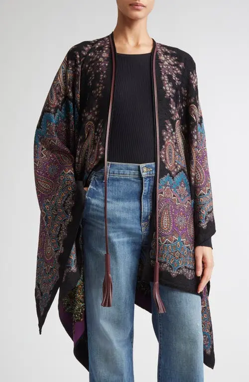 Etro Metallic Paisley Jacquard Cape