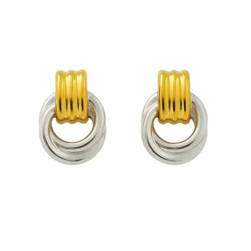 DLORIA Luna Link Two Tone Drop Earrings - Gold/silver