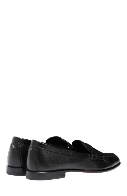 Santoni Leather Penny Loafer - Black