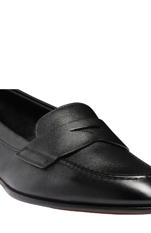 Santoni Leather Penny Loafer - Black