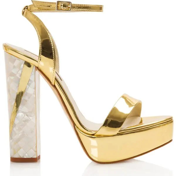 FREYA ROSE Tyra Ankle Strap Platform Pearl Heel Sandal