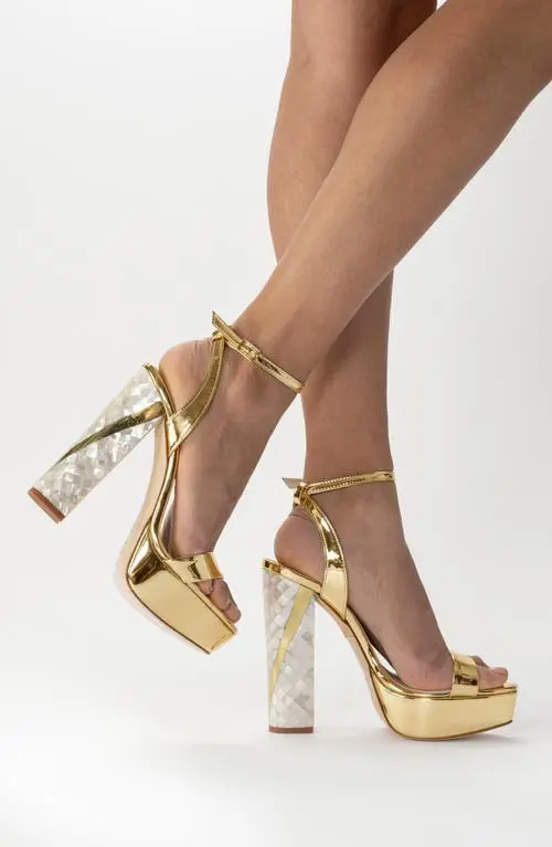 FREYA ROSE Tyra Ankle Strap Platform Pearl Heel Sandal