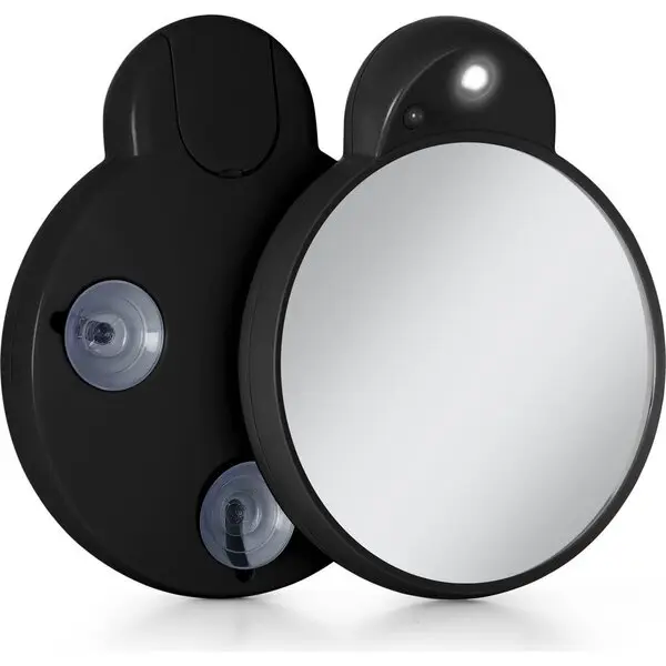 ZADRO Lighted Compact Mirror With 15x Magnification & Retractable Suction Cups - Black
