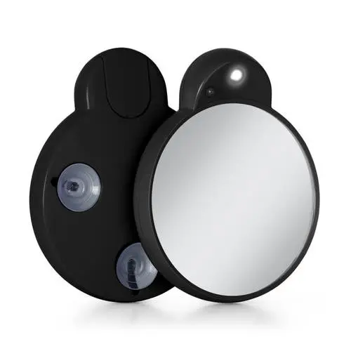 ZADRO Lighted Compact Mirror With 15x Magnification & Retractable Suction Cups - Black