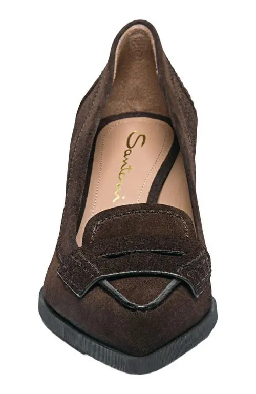 Santoni Seta Suede Mid-heel Pumps