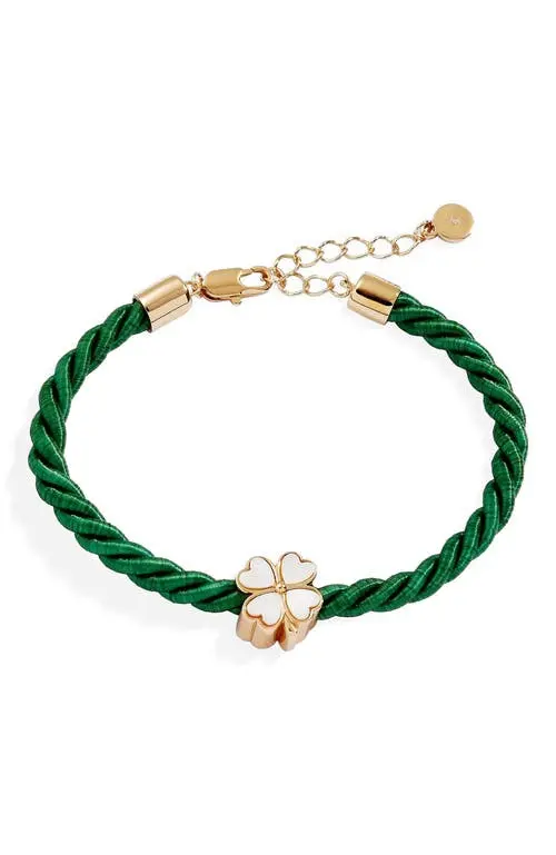 ALEX AND ANI Four Leaf Clover Cord Bracelet - Green
