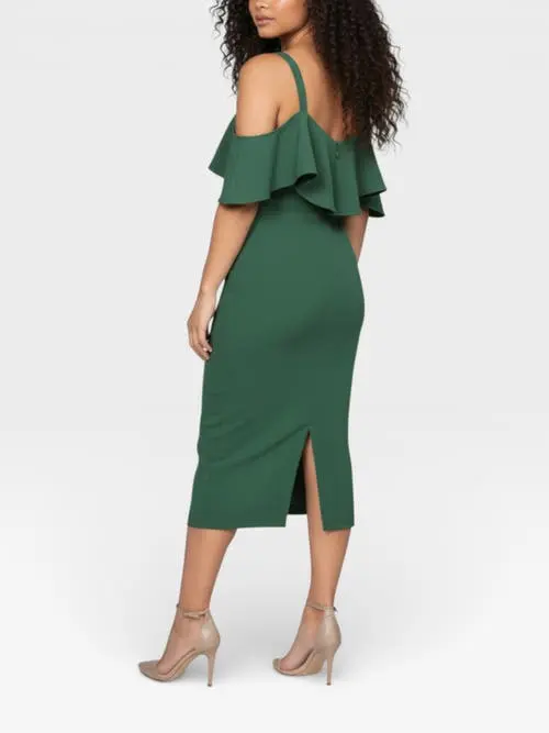 Rachel Rachel Roy Marcella Off The Shoulder Ruffle Midi Dress - Spruce