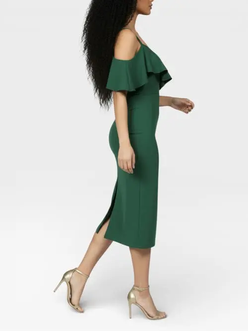 Rachel Rachel Roy Marcella Off The Shoulder Ruffle Midi Dress - Spruce