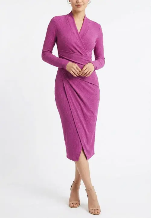 Rachel Rachel Roy Bret Wrap Front Midi Dress - Very Berry