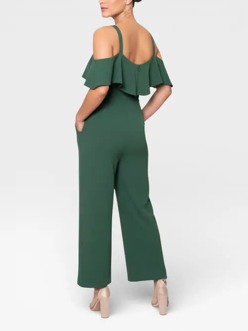 Rachel Rachel Roy Marcella Off-the-shoulder Ruffle Jumpsuit - Spruce