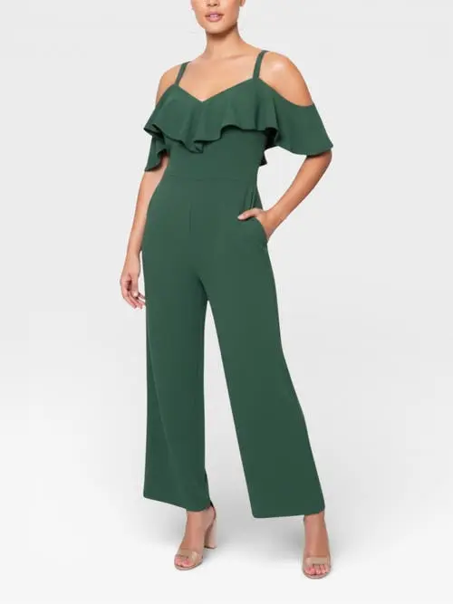 Rachel Rachel Roy Marcella Off-the-shoulder Ruffle Jumpsuit - Spruce