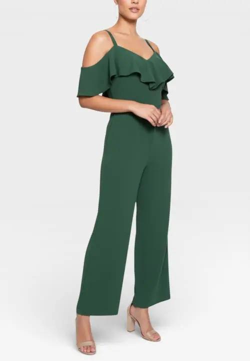 Rachel Rachel Roy Marcella Off-the-shoulder Ruffle Jumpsuit - Spruce