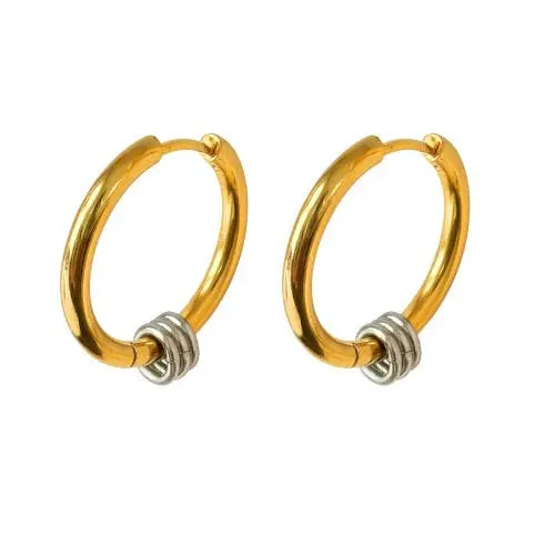 DLORIA Mixed Metal Hoop Earrings - Gold/silver