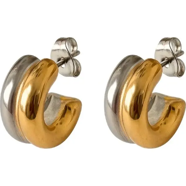 HOLLYWOOD SENSATION Fusion Glow Huggie Earrings - Gold/silver