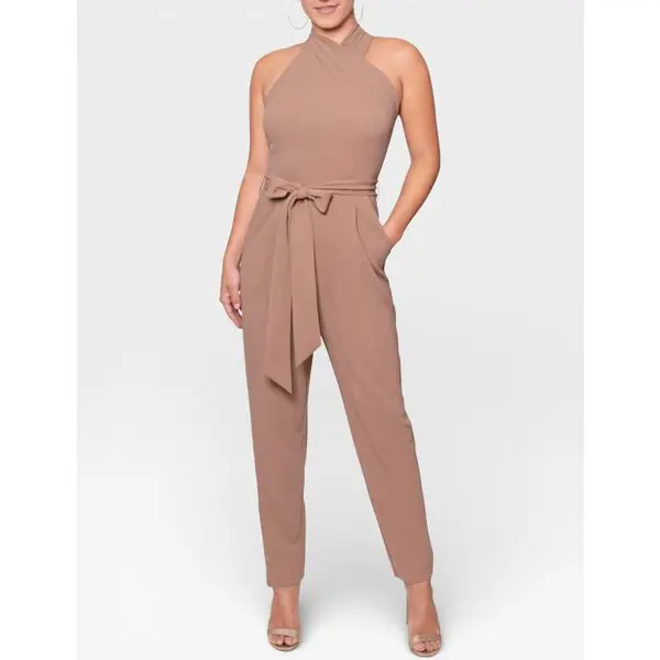 Rachel Rachel Roy Harland Crossover Halter Jumpsuit - Almond