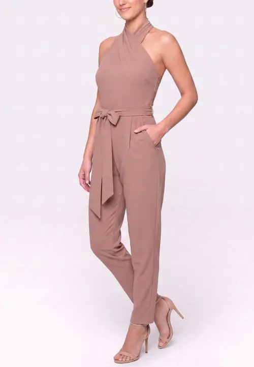 Rachel Rachel Roy Crossover Halter Jumpsuit - Almond