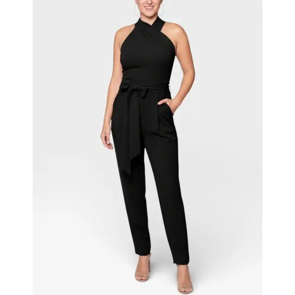 Rachel Rachel Roy Harland Crossover Halter Jumpsuit - Black