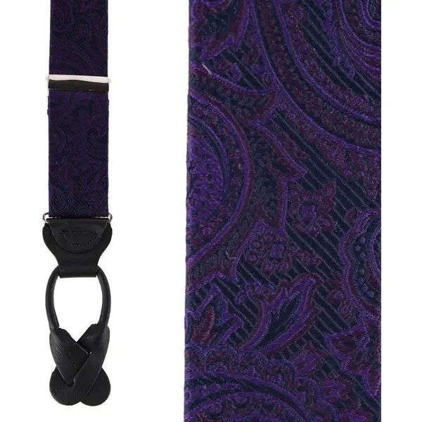 Trafalgar Sobee Silk Button End Suspenders - Purple