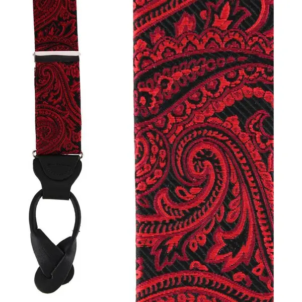 Trafalgar Sobee Silk Button End Suspenders - Red