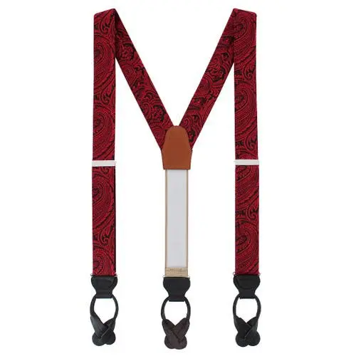 Trafalgar Sobee Silk Button End Suspenders - Red