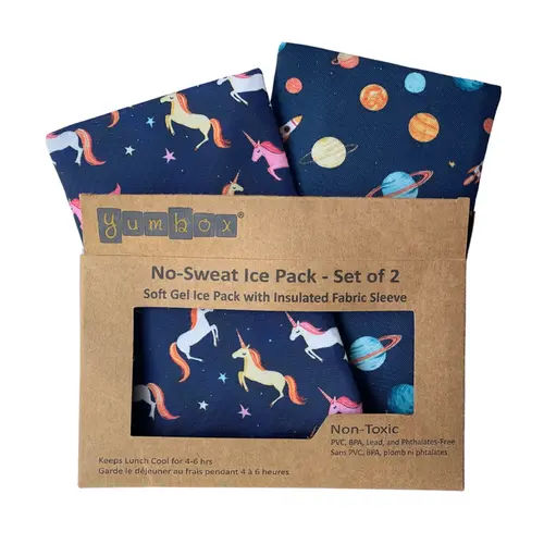 YUMBOX Gel Ice Packs In Fabric Sleeve 2-pack - Planets Unicorns