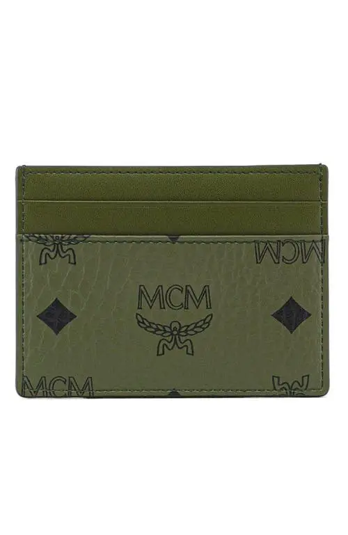 Mcm Aren Card Case In Visetos - Green