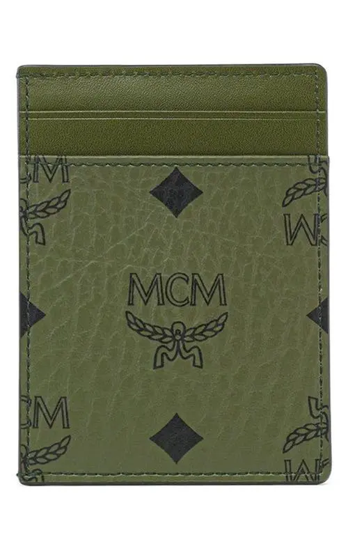 Mcm Aren Card Case In Visetos - Green