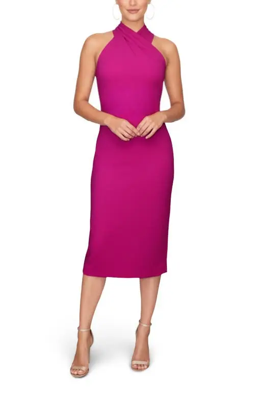 Rachel Rachel Roy Harland Crossover Halter Midi Dress - Fuchsia