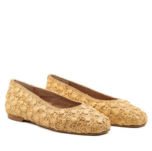 ANDREA GOMEZ Dalia Flower Raffia Ballerina