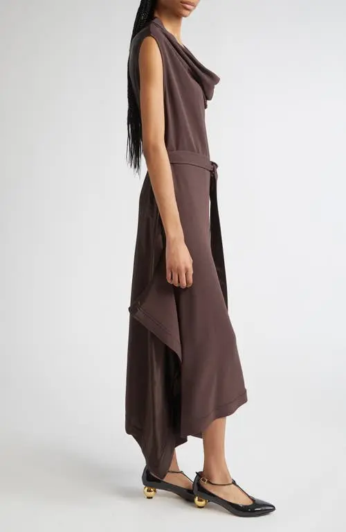 FERRAGAMO Belted Asymmetric Satin & Cady Dress