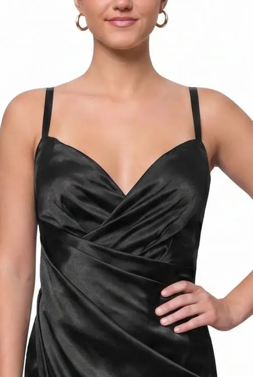 Rachel Rachel Roy Satin Wrap Midi Dress - Black