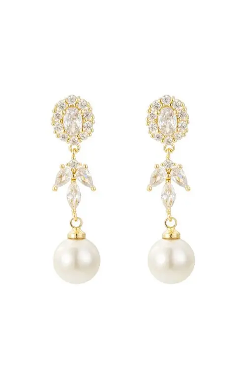 UNTAMED PETALS Palace Pearl And Crystal Drop Earrings - Gold