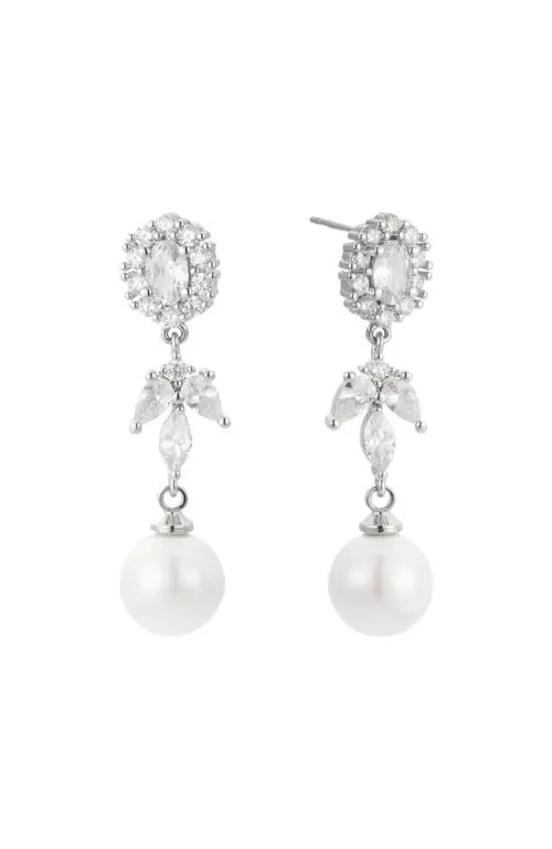 UNTAMED PETALS Palace Pearl And Crystal Drop Earrings - Silver