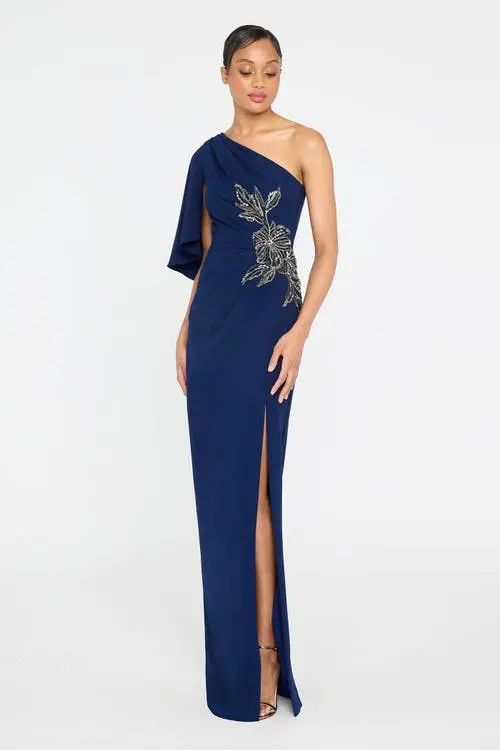 Theia Giuliana Crepe Column Gown