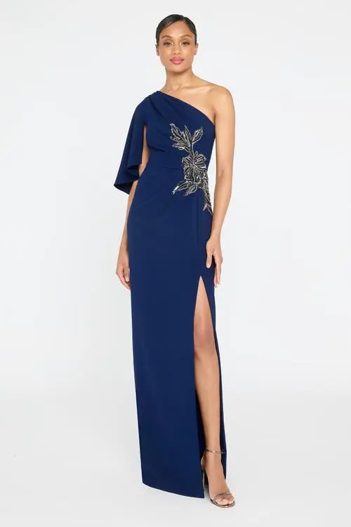 Theia Giuliana Crepe Column Gown